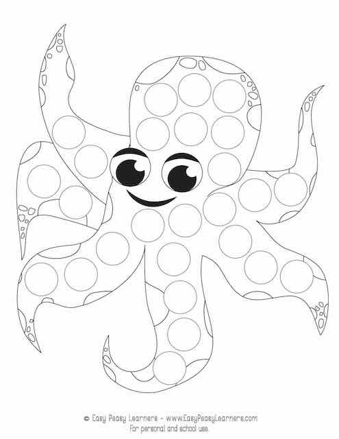 Free Sea Animals Do A Dot Printables Peasy Learners - Coloring Nation