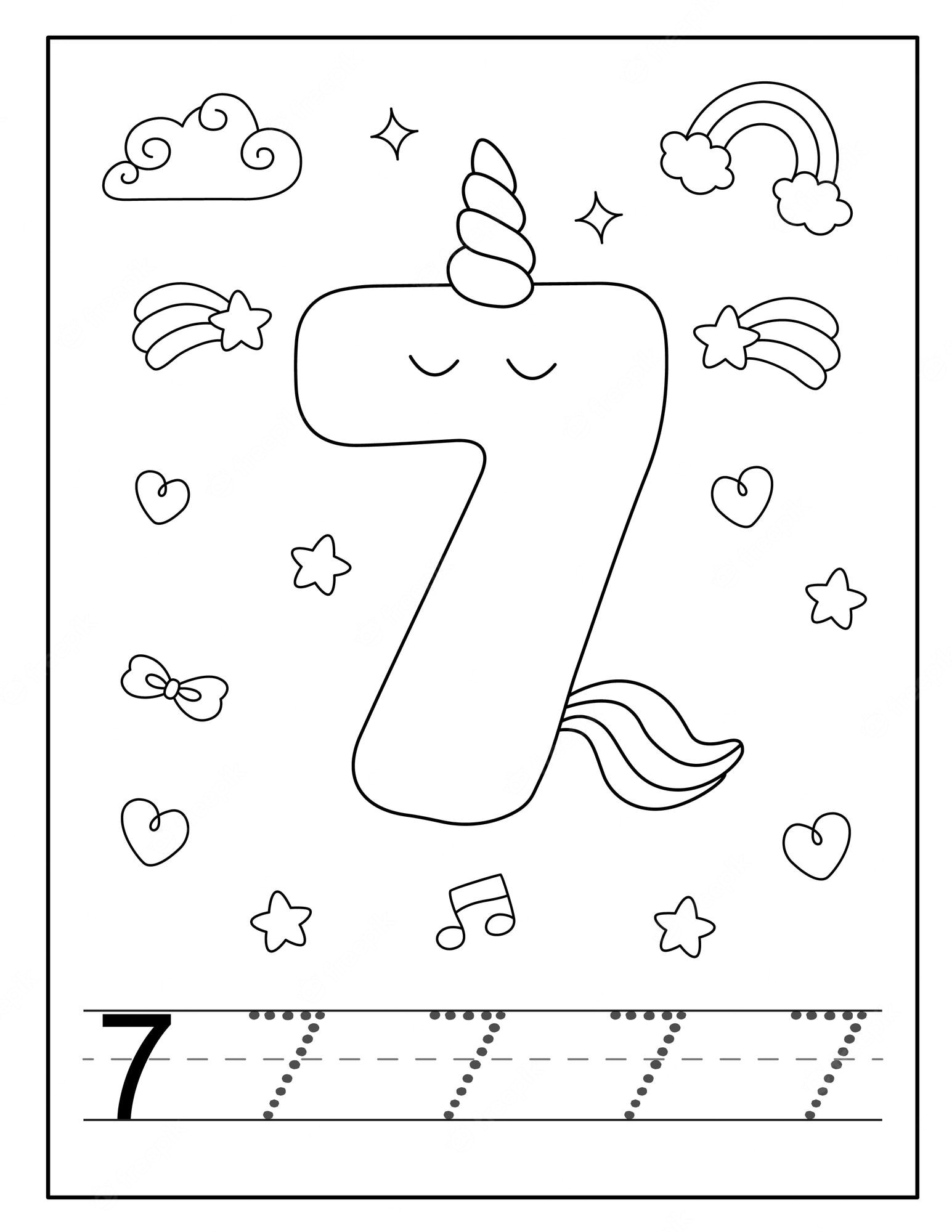 Premium Vector. Unicorn Number Coloring Page For Little Students ...