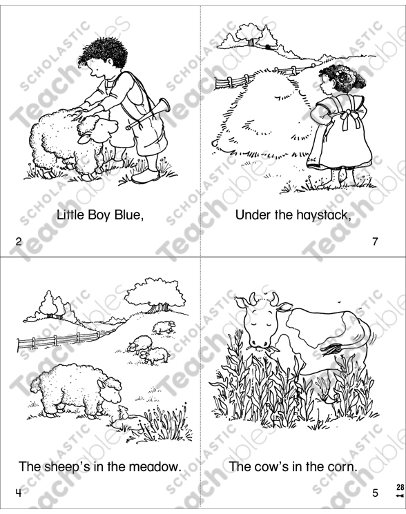 Little Boy Blue. Printable Mini Books - Coloring Nation