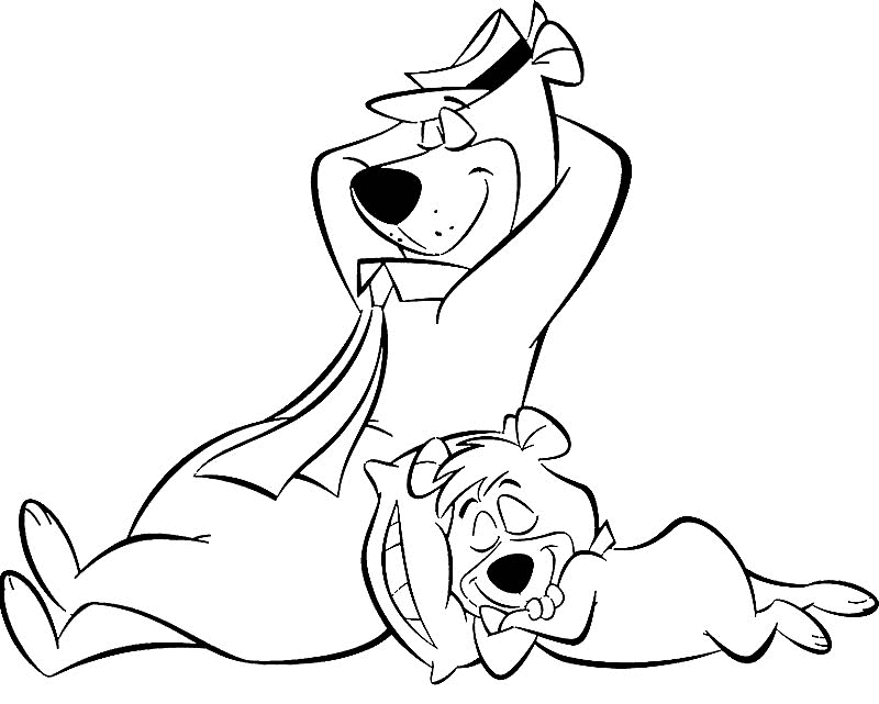 Yogi Bear Boo Boo Bear Coloring Page Free For Kids Printable - Coloring ...