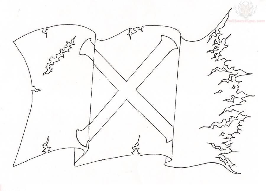 Pirate Flag Outline Tattoo Design Coloring Nation