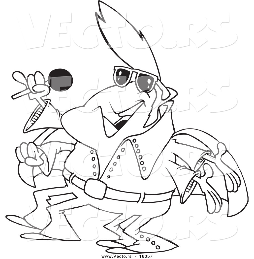 Vector Of A Cartoon Elvis Impersonator Alien Singing - Coloring Nation